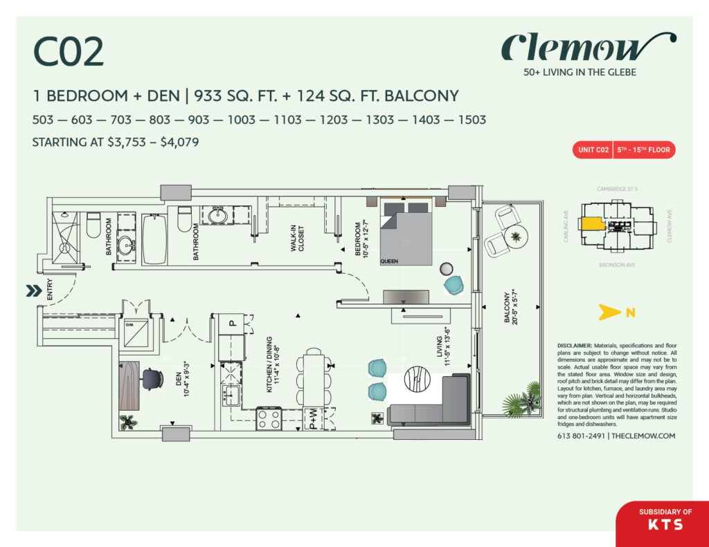 Units & Pricing – The Clemow | Rental Apartments for 50+