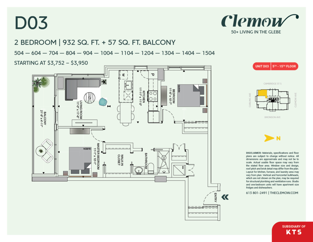 Units & Pricing – The Clemow | Rental Apartments for 50+
