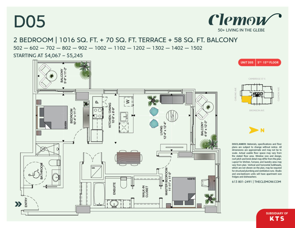 Units & Pricing – The Clemow | Rental Apartments for 50+