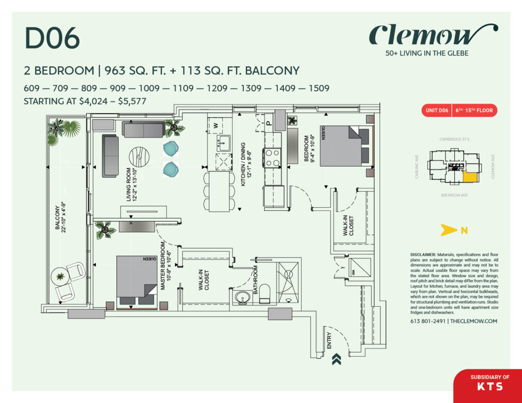 Units & Pricing – The Clemow | Rental Apartments for 50+