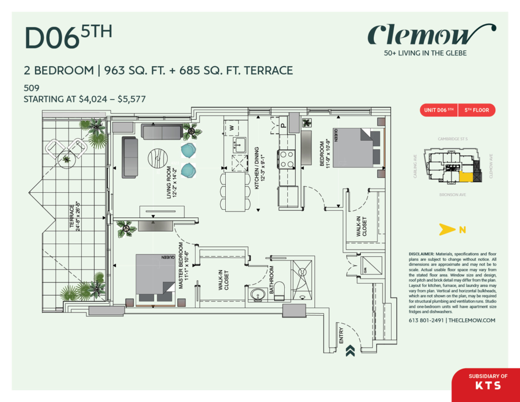 Units & Pricing – The Clemow | Rental Apartments for 50+